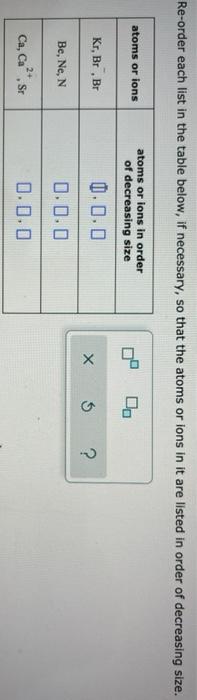Solved Re-order each list in the table below, if necessary, | Chegg.com