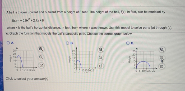 Solved A ball is thrown upward and outward from a height of | Chegg.com