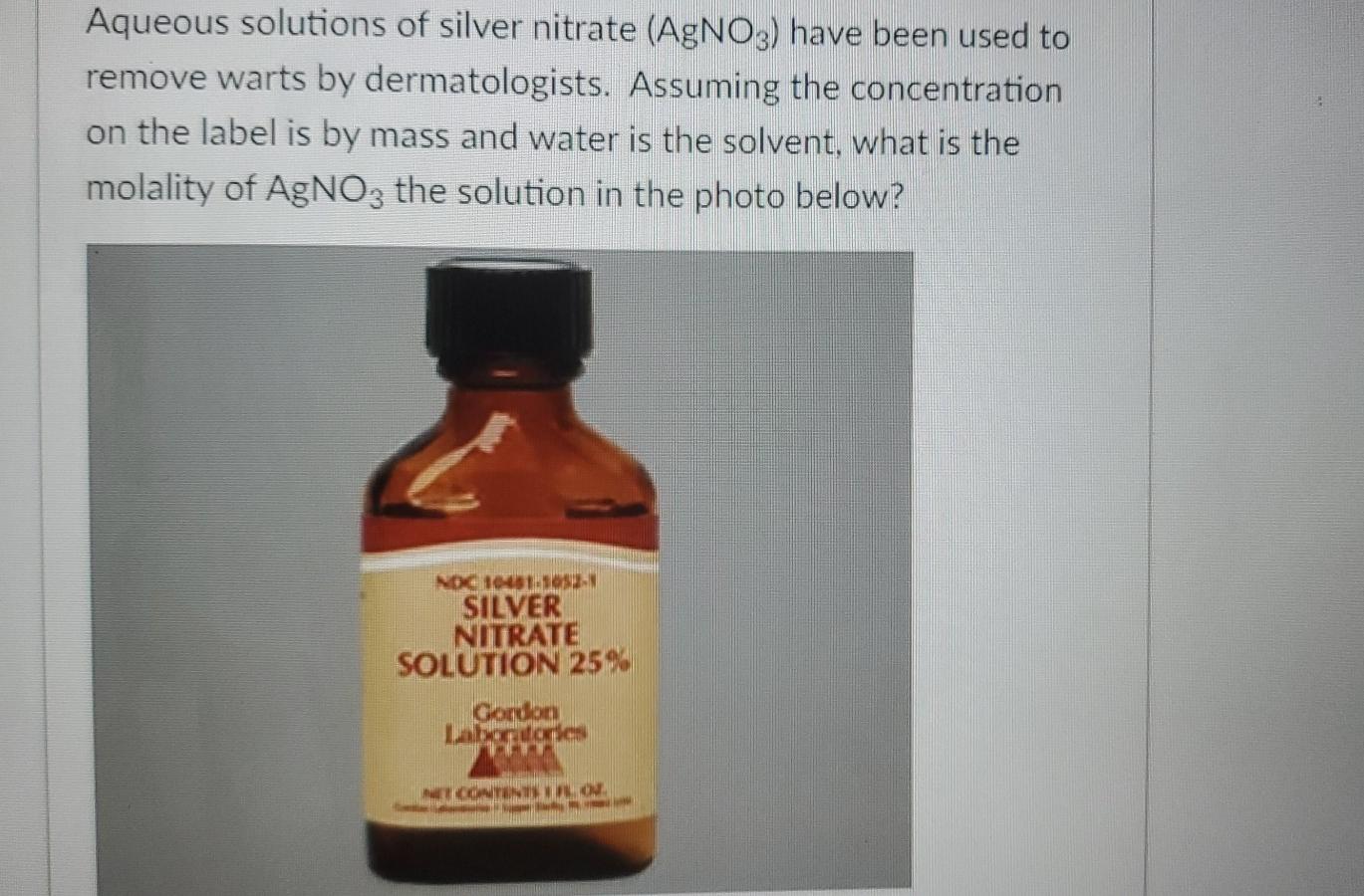 Solved Aqueous solutions of silver nitrate (AgNO3) have been | Chegg.com