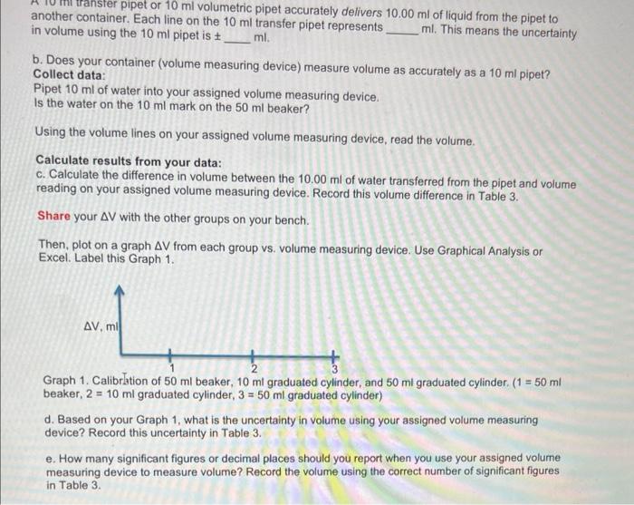 Solved another container. Each or 10ml volumetric pipet | Chegg.com