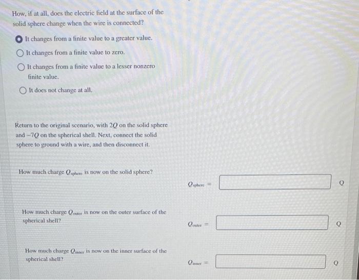 Solved Consider two concentric conducting spheres. The outer | Chegg.com