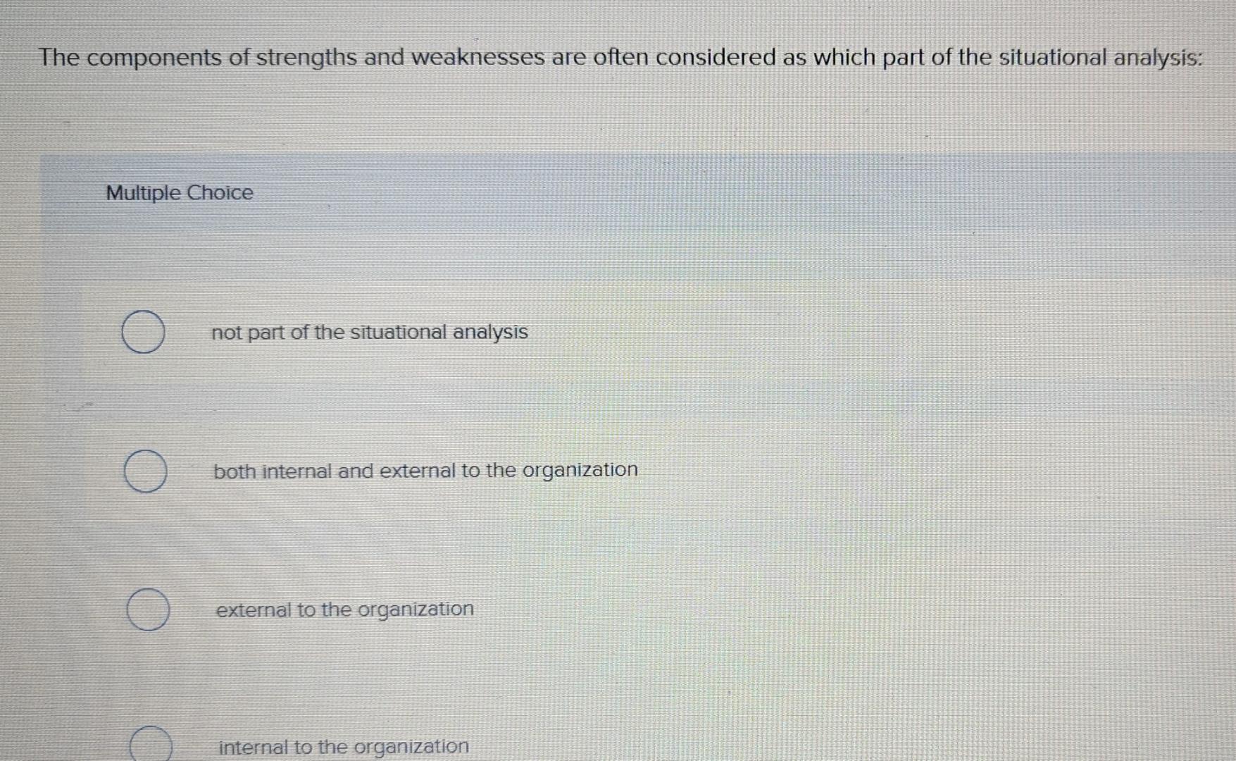 Solved The components of strengths and weaknesses are often | Chegg.com