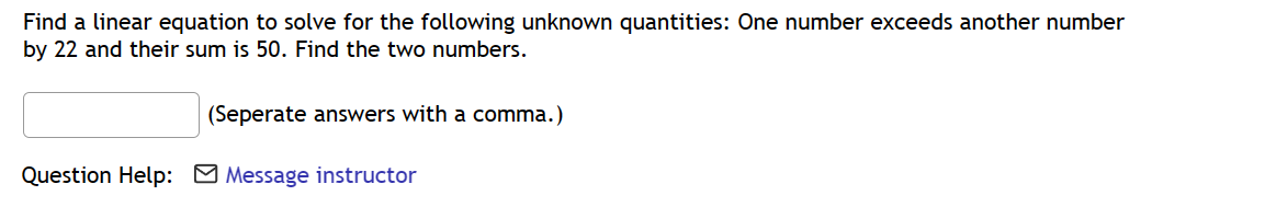 Solved Find a linear equation to solve for the following | Chegg.com