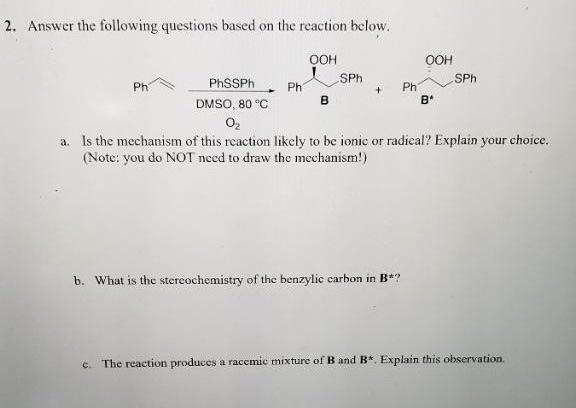 Solved Ph + Ph 2. Answer the following questions based on | Chegg.com