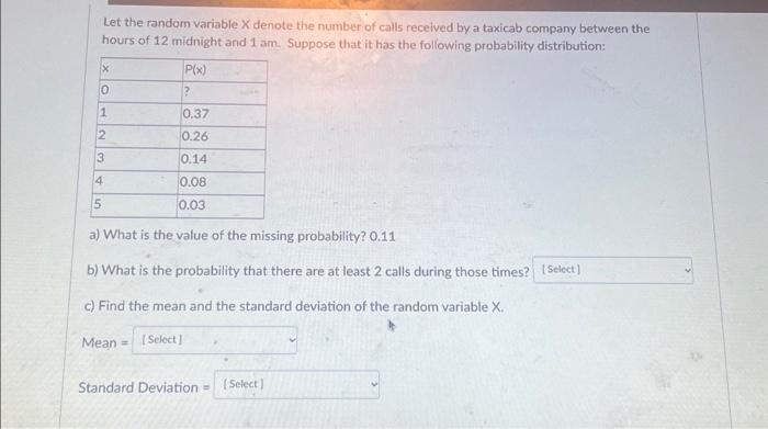 Solved Let the random variable X denote the number of calls | Chegg.com