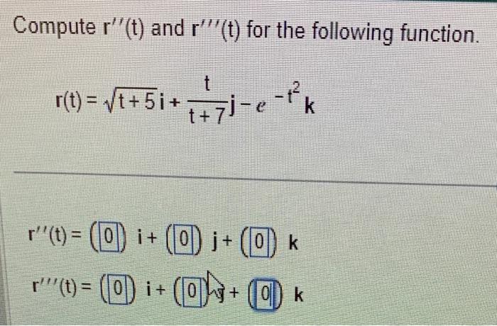 Solved Compute r′′(t) and r′′′(t) for the following function | Chegg.com