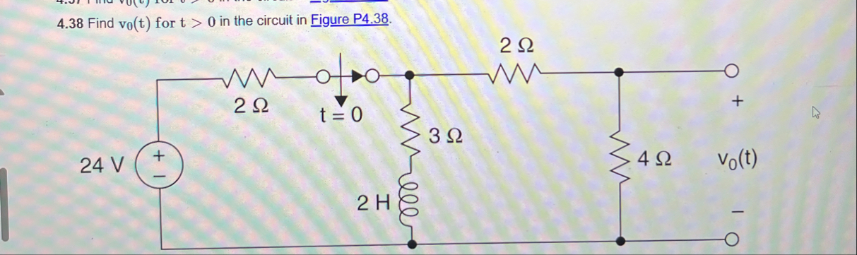 Solved 4.38 ﻿Find v0(t) ﻿for t>0 ﻿in the circuit in Figure | Chegg.com