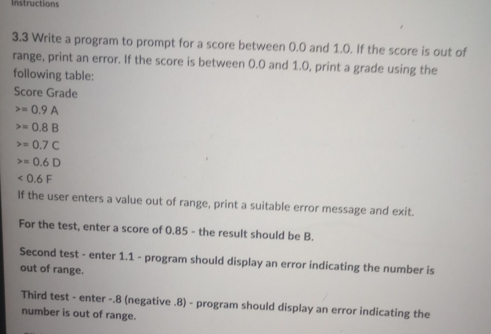 Solved Instructions3.3 ﻿Write a program to prompt for a | Chegg.com