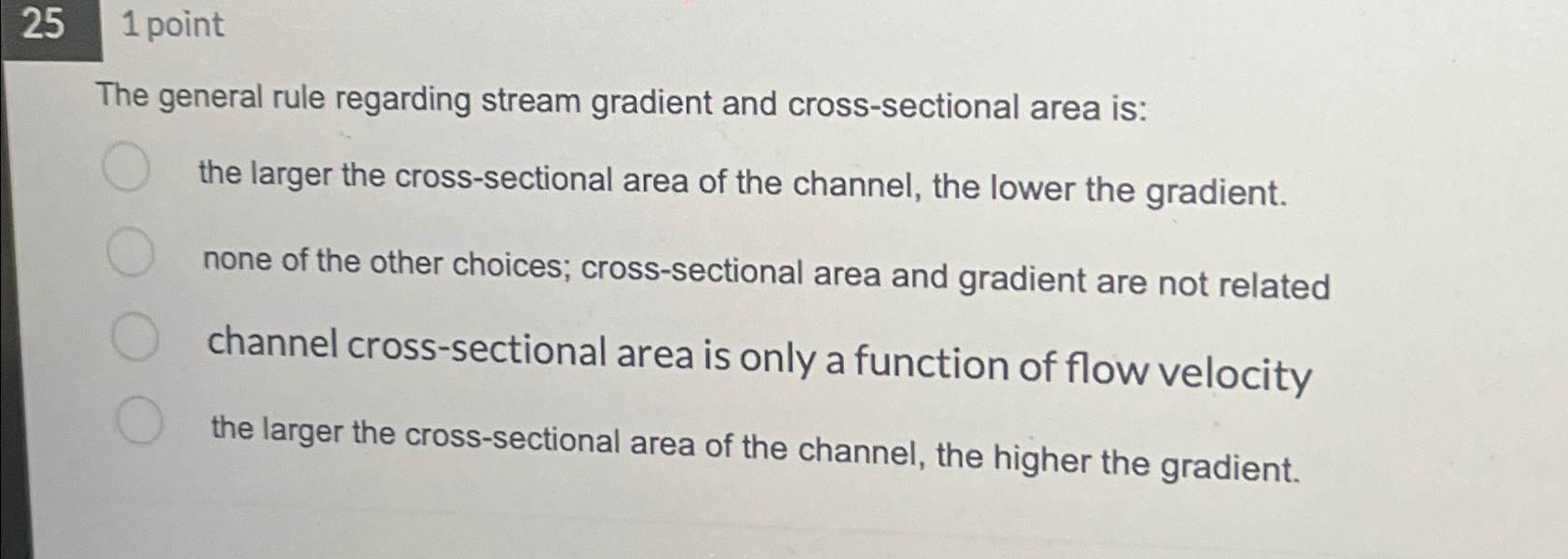 Solved 251 ﻿pointThe general rule regarding stream gradient | Chegg.com