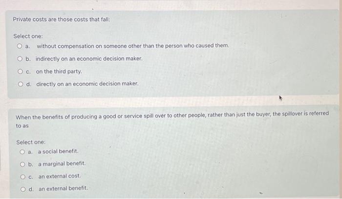 Solved - An externality occurs when there is spillover | Chegg.com