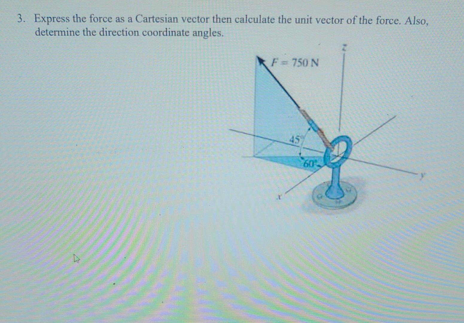 Solved 3. Express the force as a Cartesian vector then | Chegg.com