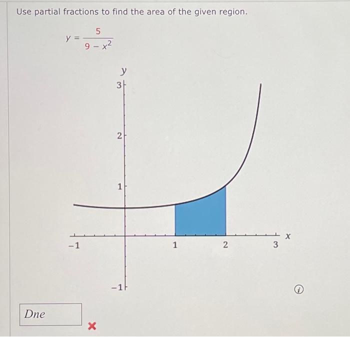 Solved Use partial fractions to find the area of the given | Chegg.com