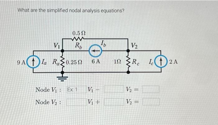 Solved What are the simplified nodal analysis equations? | Chegg.com