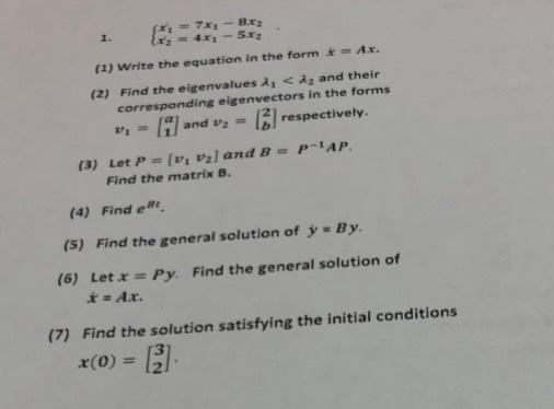 Solved t = 7x - Bry x = 48 - 5x (1) Write the equation in | Chegg.com