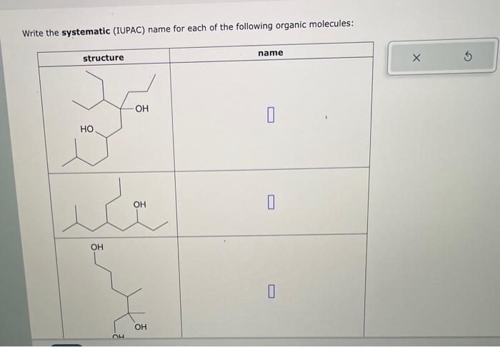 Solved Write the systematic (IUPAC) name for each of the | Chegg.com