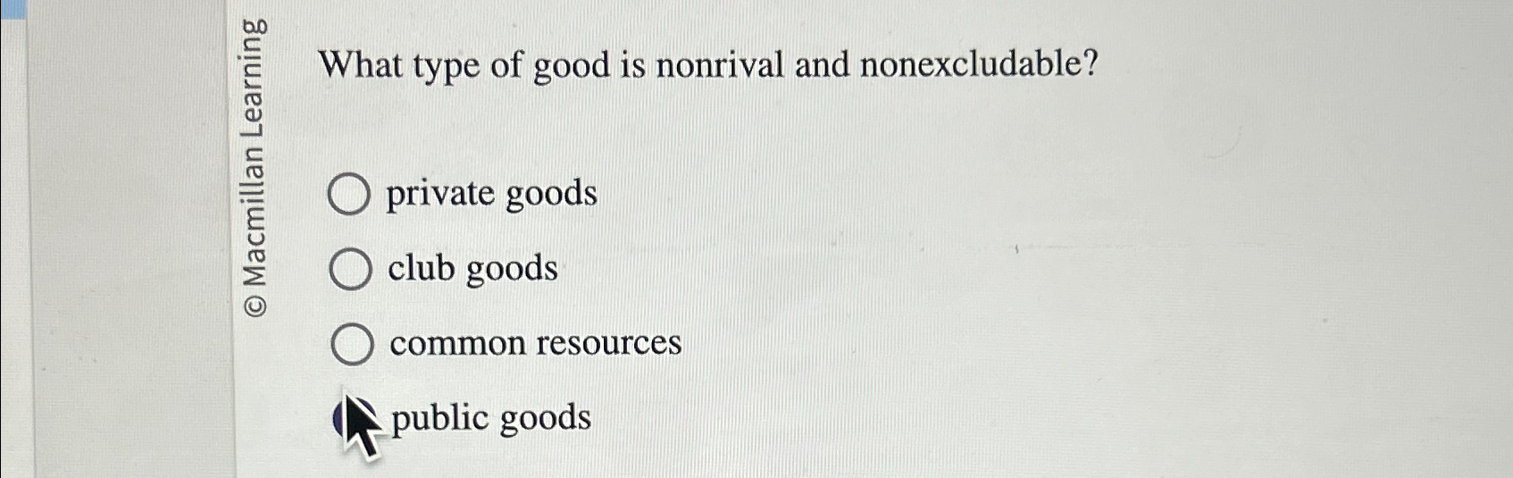 Solved E∞EC ﻿What type of good is nonrival and | Chegg.com