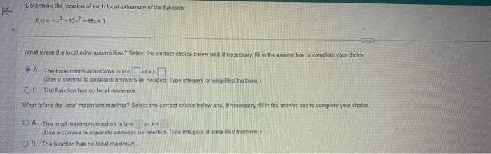 Solved Determine the focetion of each local extremum of the | Chegg.com