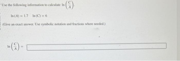 Solved Use the following information to calculate ln(AC). | Chegg.com