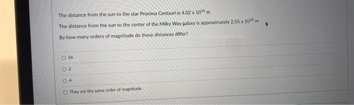 Solved The distance from the sun to the star Proxima | Chegg.com