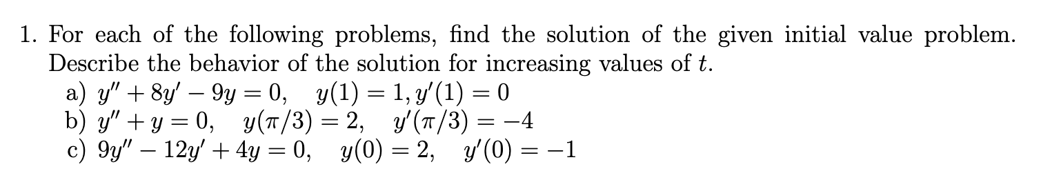 For each of the following problems, find the solution | Chegg.com
