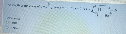 Solved The length of the curve of y=x23 ﻿from x=-1 ﻿to x=1 | Chegg.com