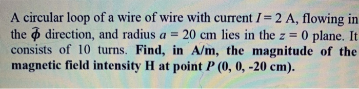 Solved A circular loop of a wire of wire with current I = 2 | Chegg.com