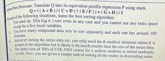 Solved Rरiix Data Structure. Translate Q into its equivalent | Chegg.com