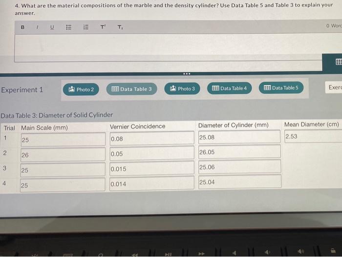 Solved 4. What are the material compositions of the marble | Chegg.com