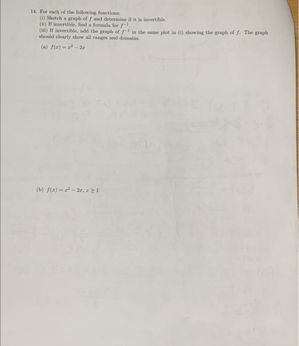 Solved 14. For each of the following functions: (i) Sketch a | Chegg.com