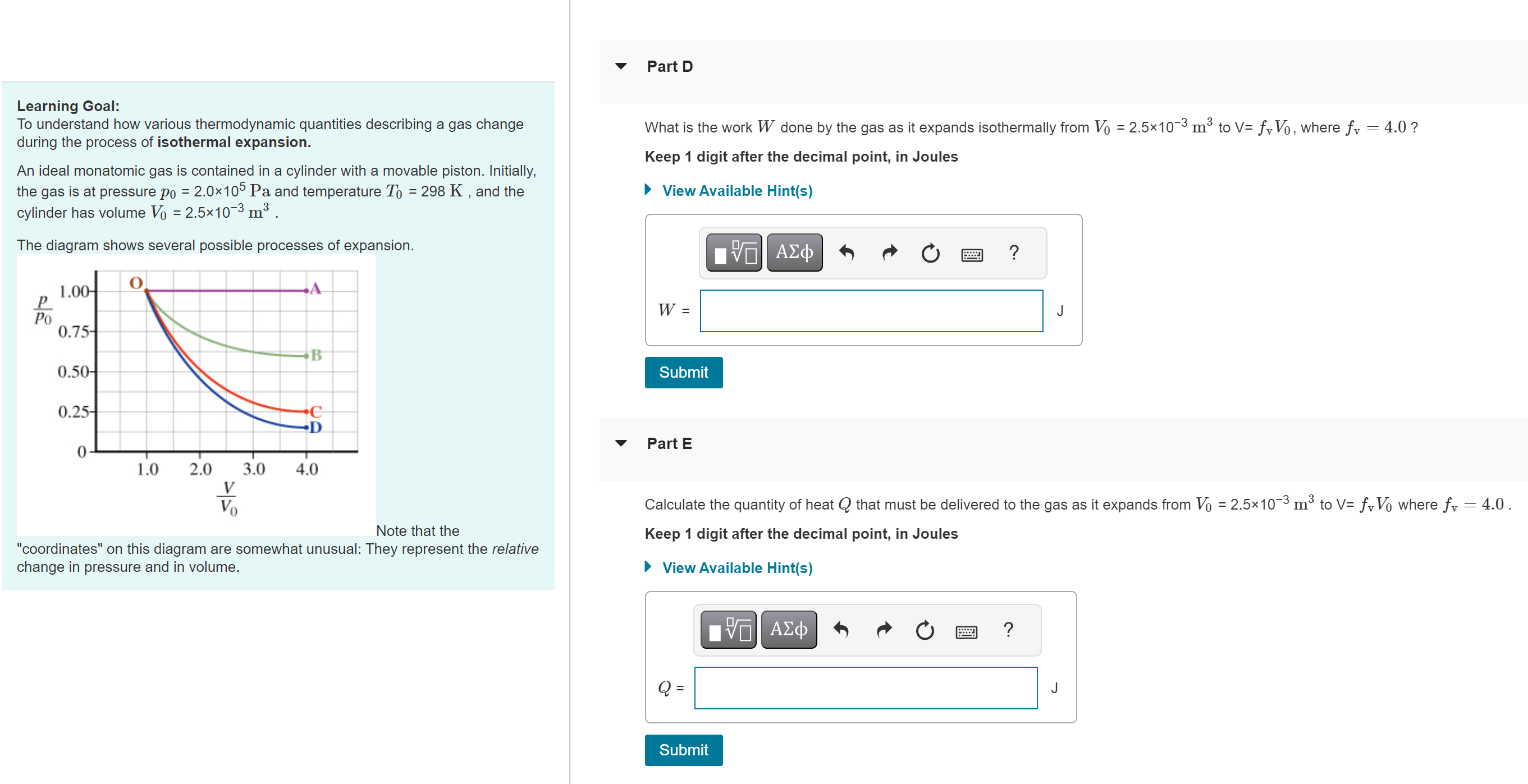 Solved Learning Goal:To understand how various thermodynamic | Chegg.com