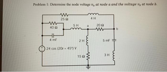 Solved Problem 1: Determine the node voltage va at node a | Chegg.com