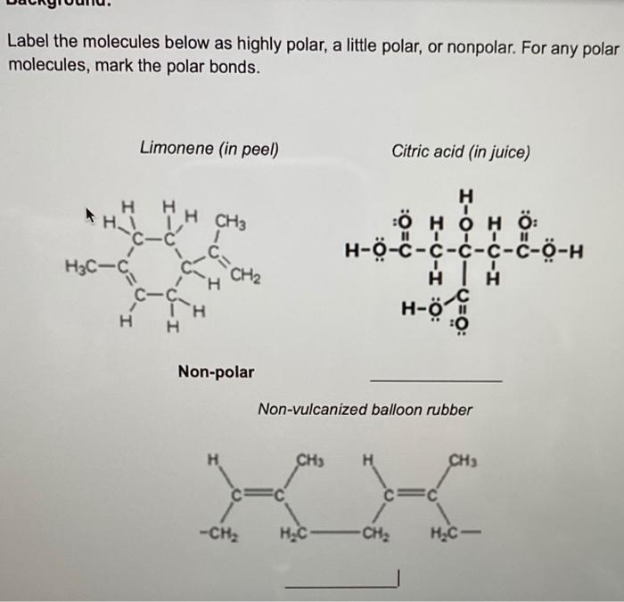 Solved lable the molecules below as gighly polar, a little | Chegg.com