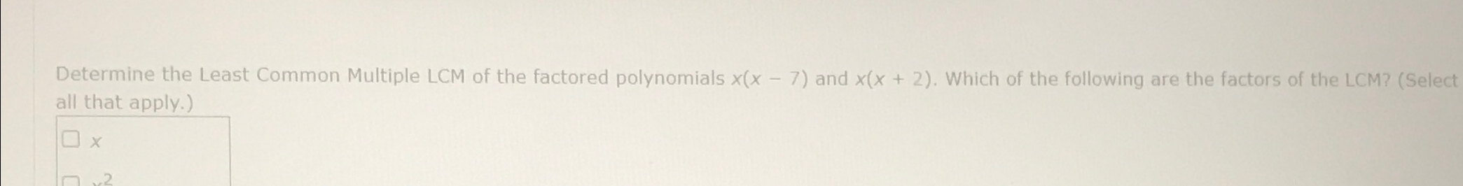 Solved Determine the Least Common Multiple LCM of the | Chegg.com