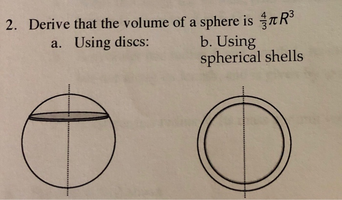 Solved 2. Derive that the volume of a sphere is R3 a. Using | Chegg.com
