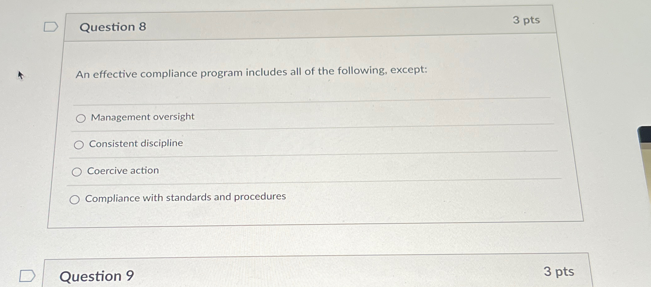 Solved Question 83 ﻿ptsAn effective compliance program | Chegg.com