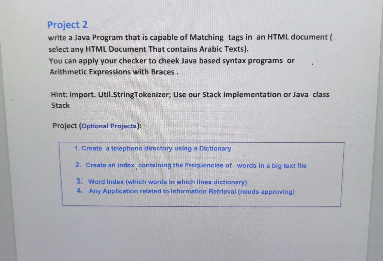 Solved Project 2 write a Java Program that is capable of | Chegg.com