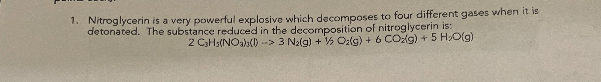 Solved Nitroglycerin is a very powerful explosive which | Chegg.com