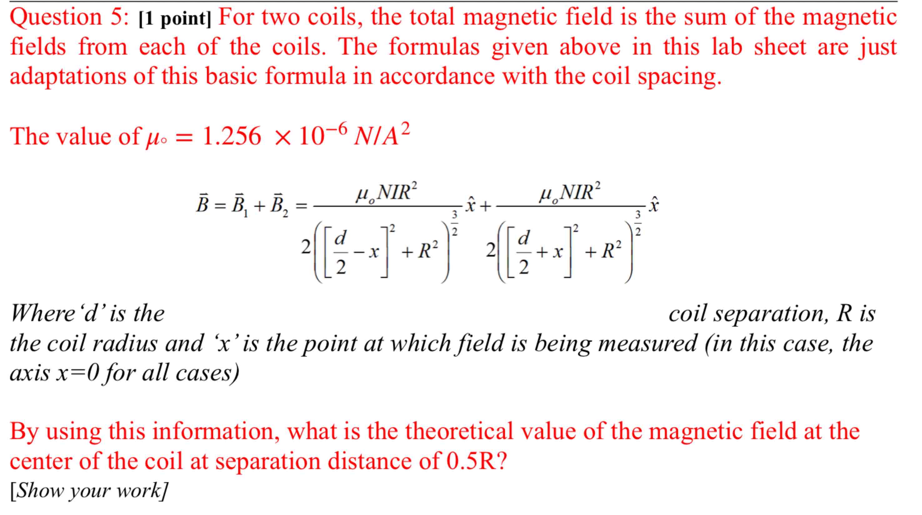 Solved Question 5: [1 ﻿point] ﻿For two coils, the total | Chegg.com