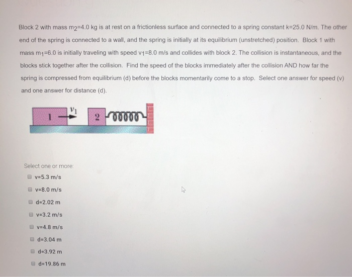 Solved Block 2 with mass m2=4.0 kg is at rest on a | Chegg.com