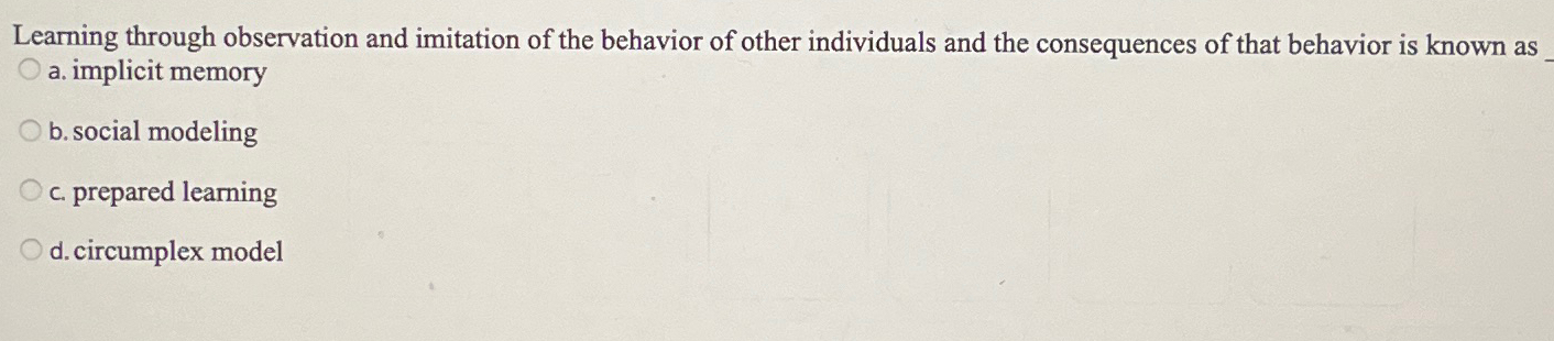 Solved Learning through observation and imitation of the | Chegg.com