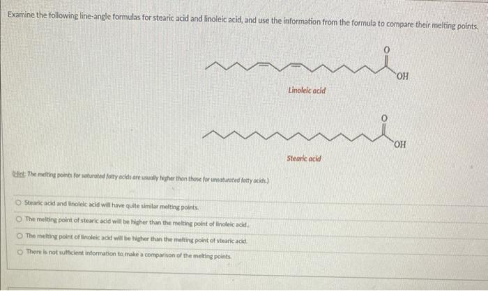 Solved Examine the following line-angle formulas for stearic | Chegg.com