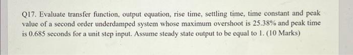 Solved Q17. Evaluate transfer function, output equation, | Chegg.com