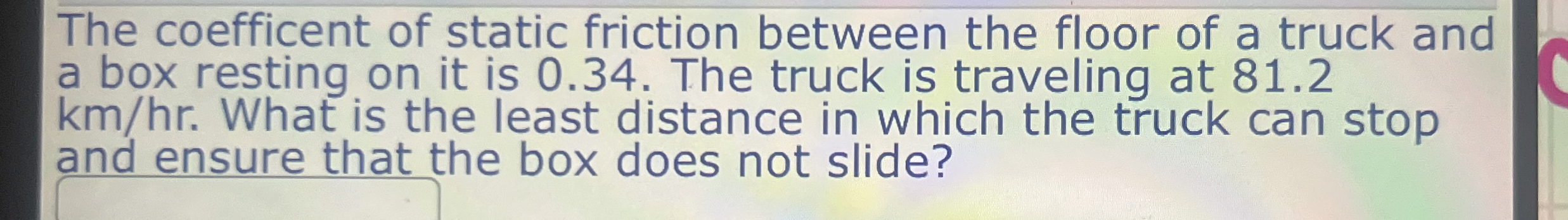Solved The coefficent of static friction between the floor | Chegg.com