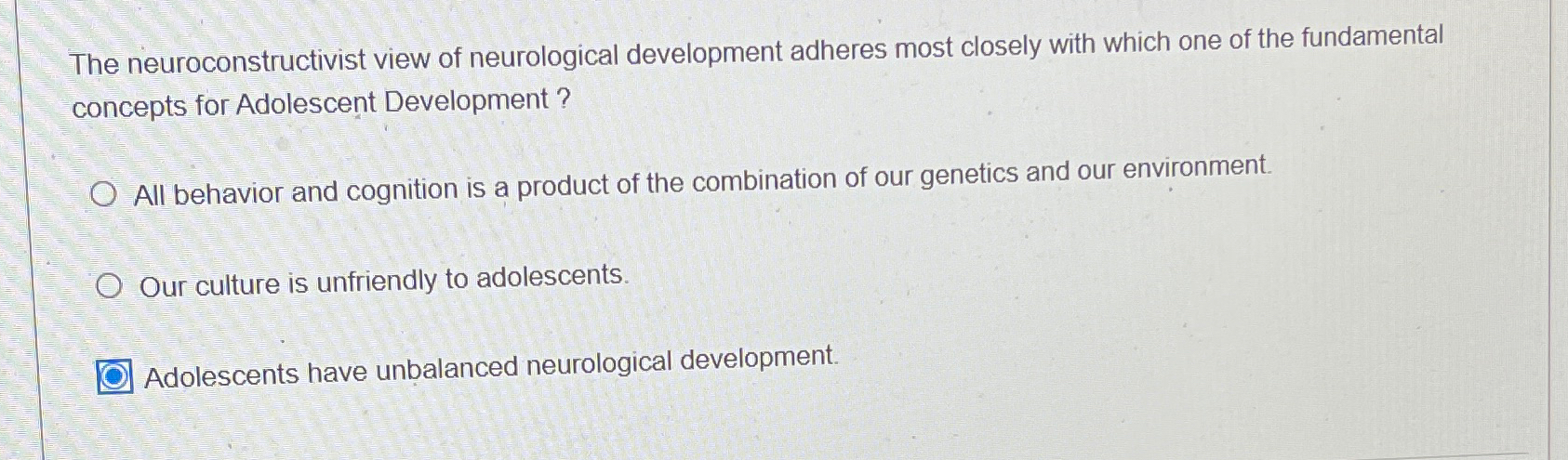 Solved The neuroconstructivist view of neurological | Chegg.com
