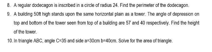Solved 8. A regular dodecagon is inscribed in a circle of | Chegg.com