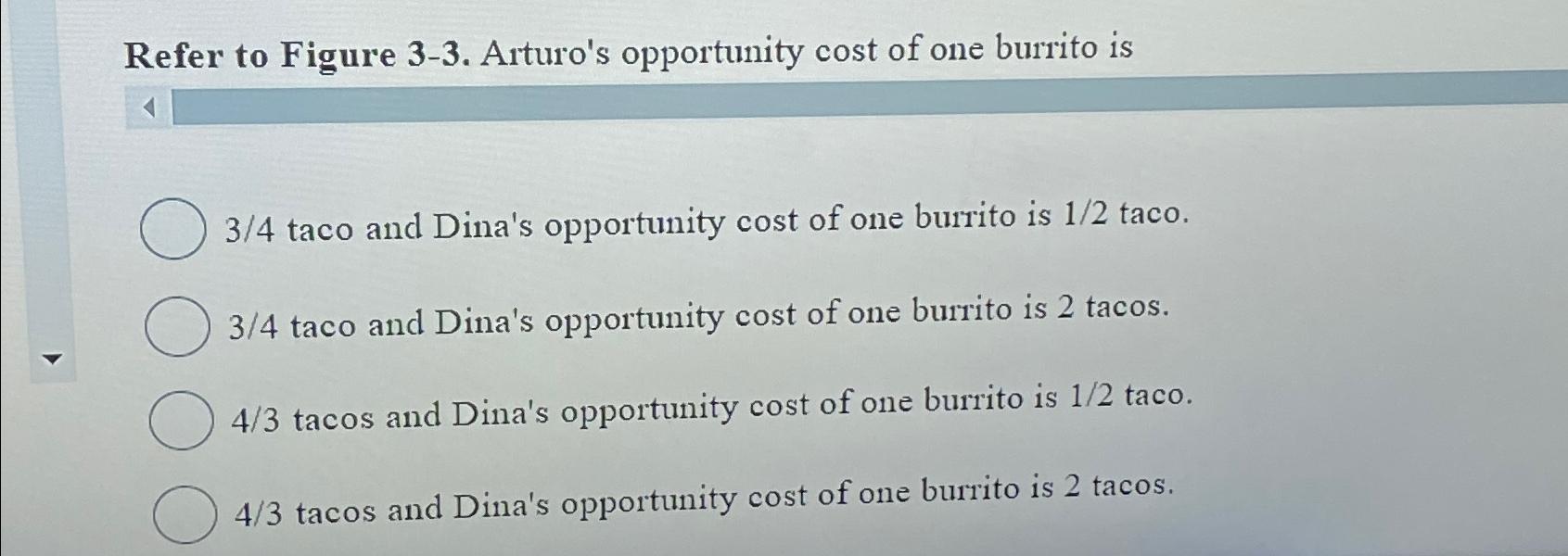 Solved Refer to Figure 3-3. ﻿Arturo's opportunity cost of | Chegg.com