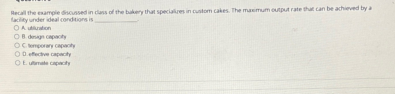 Solved Recall the example discussed in class of the bakery | Chegg.com