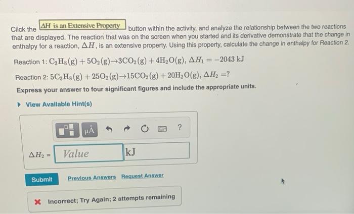 Solved Click the AH is an Extensive Property button within | Chegg.com