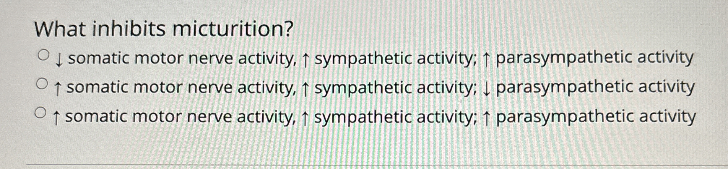 Solved What inhibits micturition?darr somatic motor nerve | Chegg.com