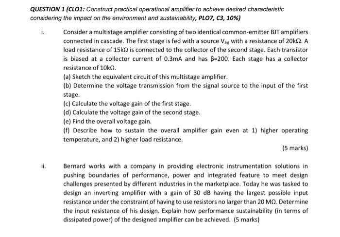 Solved QUESTION 1 (CLO1: Construct practical operational | Chegg.com